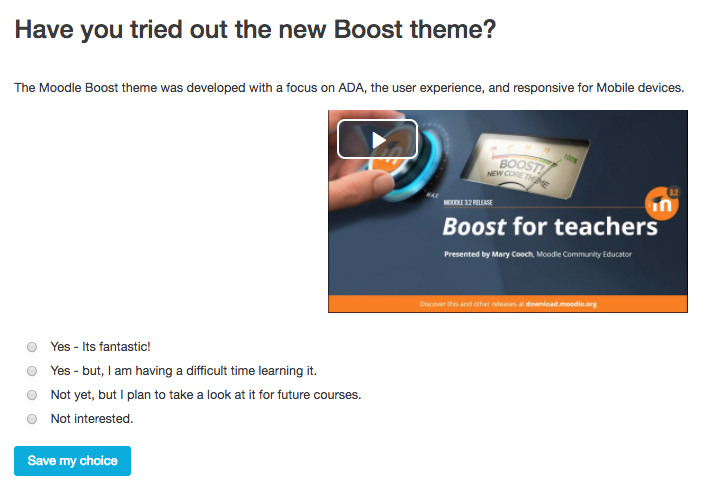 Instructor Support Moodle Tip Choice